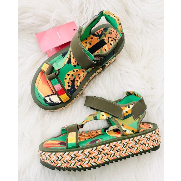 FARM Rio | Shoes | Farm Rio Green Toucans Platform Sandals | Poshmark